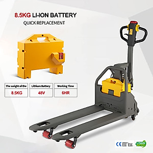 Xilin Electric Powered Pallet Jack 3300lbs Capacity Lithium Battery Walkie Pallet Truck 45"x21" Fork Size with Extra Lithium Battery