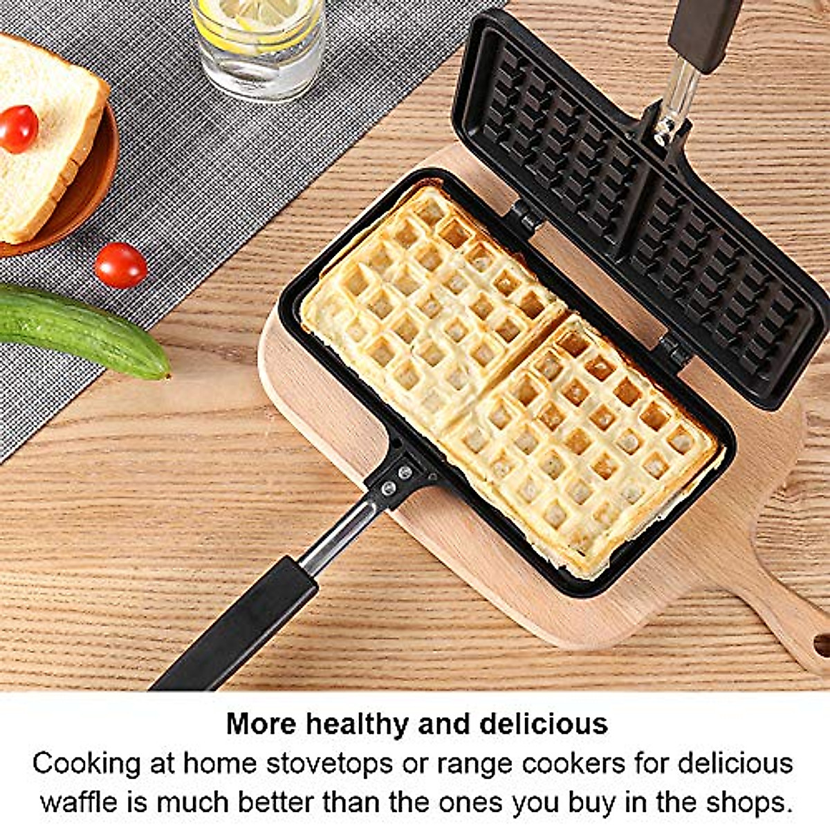 Baffect Non-stick Waffle with 5 Inches Easy Cleanup Surfaces, Portable Stove Top Aluminum Waffle Maker Pan Perfect for Family Breakfast Baking