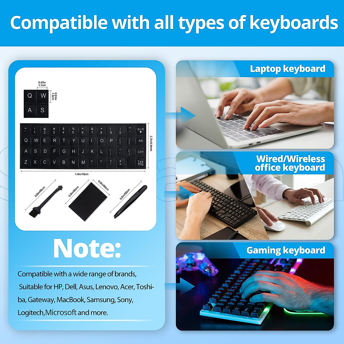 English Keyboard Stickers[5 in 1],Replacement English Keyboard Sticker with White Font on Black Background Universal for Laptop Desktop Computer,Matte English Keyboard Alphabet Sticker
