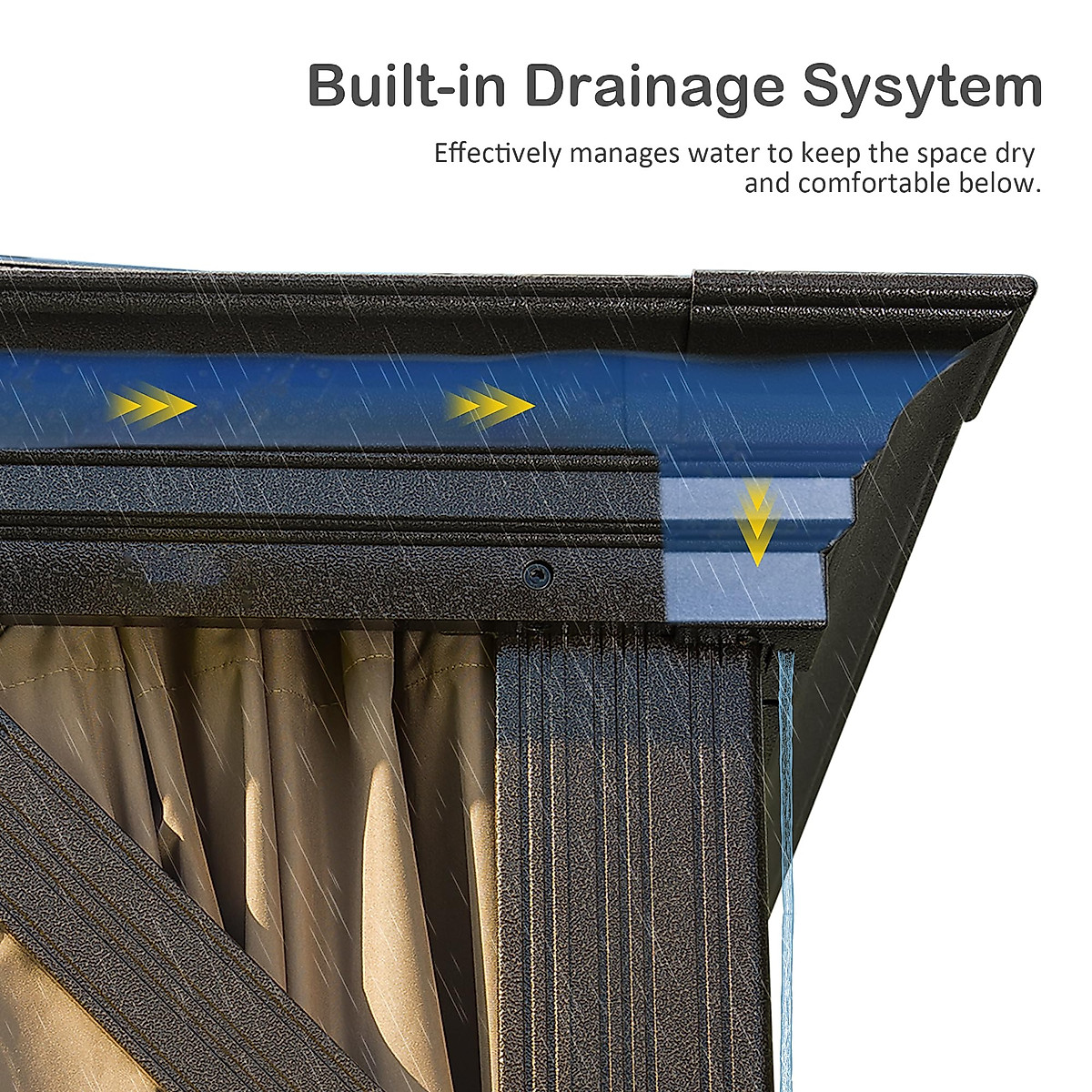 12' x 12' Hardtop Gazebo Outdoor Aluminum Gazebos Grill with Galvanized Steel Double Canopy for Patios Deck Backyard,Curtains&Netting by domi outdoor living