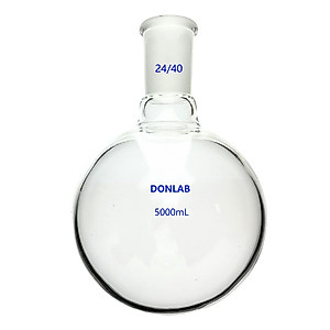 DONLAB FLK-01-5000 ASTM STD Glass 5000ml 24/40 Joint Single Neck Round Bottom Boiling Flask