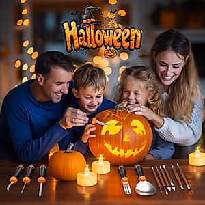 31 PCS Pumpkin Carving Kit, Pumpkin Carving Tools, Halloween Pumpkin Carving Kit with Stencils, Professional Pumpkin Carving Stencils for Adults, Pumpkin Carving Knife, Pumpkin Carving Set for Kids