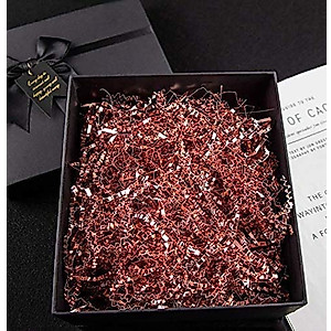 UNIQOOO 1/2 LB Metallic Rose Gold Crinkle Cut Paper Shredded Filler, Pink Grass Raffia Tissue, Strands Shred Craft Bedding Cushion, Wedding Mothers Day Bridesmaid Engagement Gift Boxes Bags Retail