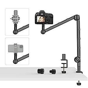 VIJIM LS25 Camera Desk Mount, Flexible Overhead Webcam Stand with Boom Arm, Table C-Clamp Suitable for Photography Videography Live Stream