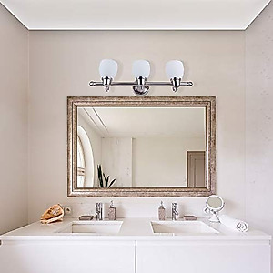 Globe Electric 51229 Jayden 5-Piece All-in-One Bathroom Set, Satin Nickel, 3-Light Vanity Light with White Opal Glass Shades, Towel Bar, Toilet Paper Holder, Towel Ring, Robe Hook