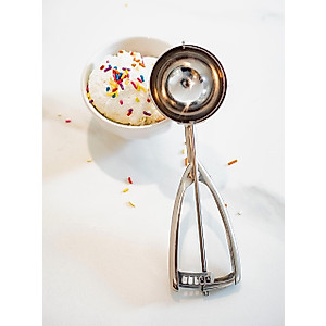 Jenaluca Jumbo Ice Cream Scoop - Cupcake Scoop and Muffin Scoop - Jumbo sized 18/8 Stainless Steel - #8 - ½ cup ice cream batter and portion scooper