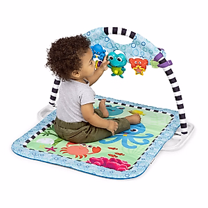 Baby Einstein Neptune's Discovery Reef Baby Tummy Time Activity Gym Toy Bar with Soft Comfortable Mat, 65 Melodies and Songs and Light Up Features
