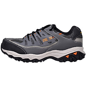 Skechers Men Cankton Athletic Steel Toe Work Sneaker, Charcoal/Orange, 11 M US