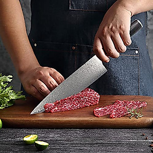 Kimfeng Handmade 8.5 inch Damascus Chef knife Kitchen Knife VG10 Core Steel 67-layer Stainless Steel Professional Forging Chef Knives Corrosion Resistance