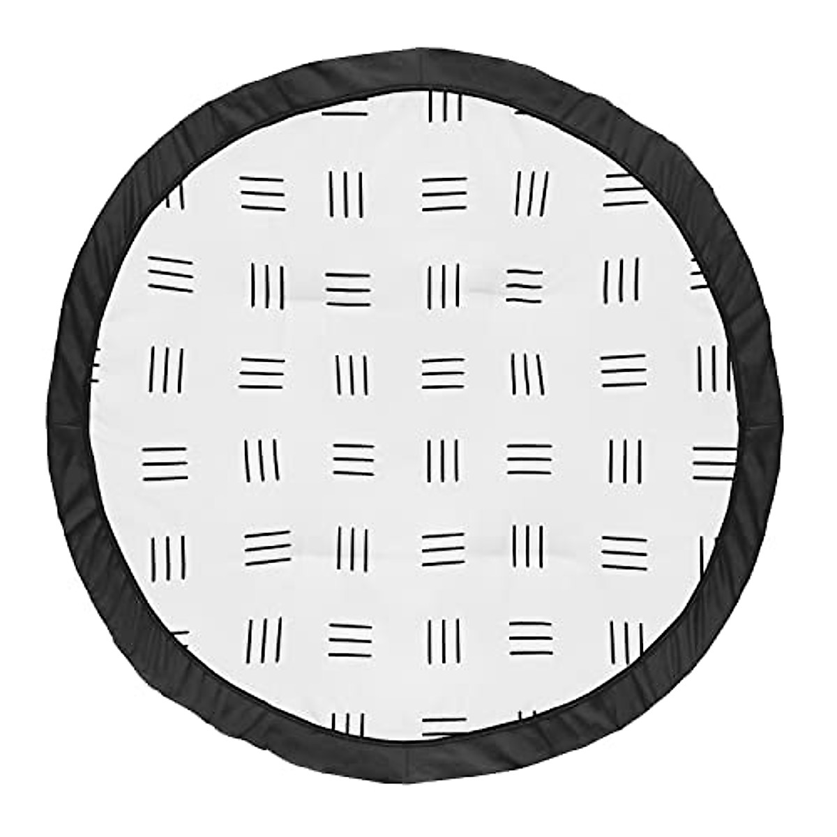 Sweet Jojo Designs White and Black Boho Mudcloth Boy or Girl Baby Playmat Tummy Time Infant Play Mat - Black and White Bohemian Woodland Tribal Southwest Mud Cloth Hatch Gender Neutral Triple Line