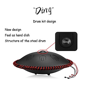 Steel Tongue Drum Tank Drum 9 Notes 14 Inch, Handpan Drum with Standard D Key Percussion Instrument Tongue Drums Kit,Hand Drums for Adults with Mallets and Soft Hand Pan Bag for Meditation Entertainme