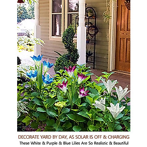 Bright Zeal 3 Bundle 12 Lily LED Fairy Solar Garden Light with Color Changing Flower Lights - Multi Color Solar Lights Outdoor Garden LED Flower Waterproof - Solar LED Metal Flower Stake Lights