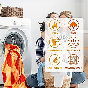 Firstsix Pizza Blanket Adult Size, 71 Inch Realistic Pepperoni Pizzas Blanket, Upgraded Double Sided 290 GSM Flannel Funny Food Blanket, Novelty Throw Blanket for Couch, Bed, and Travel