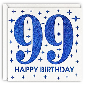 MAGJUCHE Blue 99th Birthday Card, Laser Cut Glitter Woman Man Age 99 Gift For Grandfather, Father