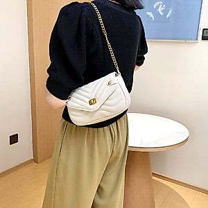 YXBQueen Small Crossbody Hobo Handbags for Women Chain Strap Purse, Multipurpose Shoulder Bag White Purses for Women with Detachable Coin Pouch