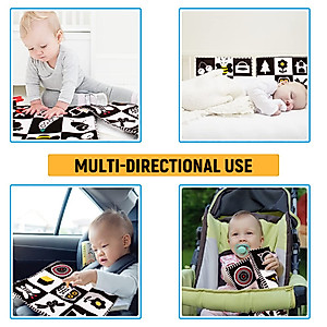 Tummy Time Play Mat, High Contrast Baby Toys,Black and White Activity Mat with Teether for Babies 0+ Months,0+Months Infant Early Educational Crinkle Toys,Baby Boy Sensory Learning Toys - Pack of 3