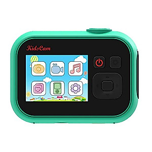 Boddenly Mini Cartoon Children's Camera,Rechargeable Electronic Camera,2 Inch IPS Display,Insertable 32G SD Card (Green, One Size)