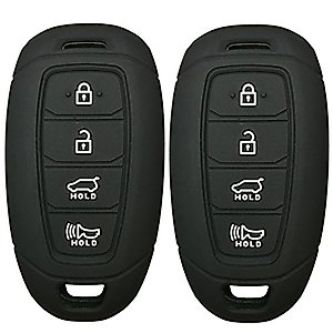 2Pcs Coolbestda Rubber 4 Buttons Key Fob Remote Cover Case Protector Keyless Jacket Shell for 2019 2020 2021 Hyundai Kona Santa Fe Elantra GT Veloster Accent Venue
