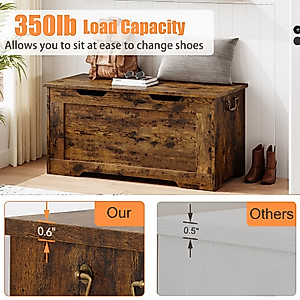 IDEALHOUSE Storage Chest, 39.4" Toy Chest for Boys Girls, Kids Wood Large Toy Box, Storage Bench with Safety Hinge,Storage Trunk for Entryway, Living Room, Bedroom, Playroom, Rustic Brown