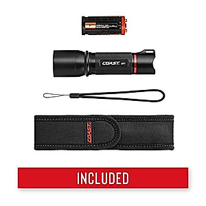 COAST® HP7 650 Lumen Focusing LED Flashlight with SLIDE FOCUS® and BEAM LOCK®, Black