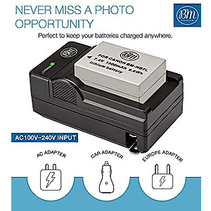 BM Premium 2-Pack of NB-7L Batteries & Battery Charger Kit for Canon PowerShot G10, G11, G12, SX30 is Digital Camera Includes Battery + AC/DC Battery Charger