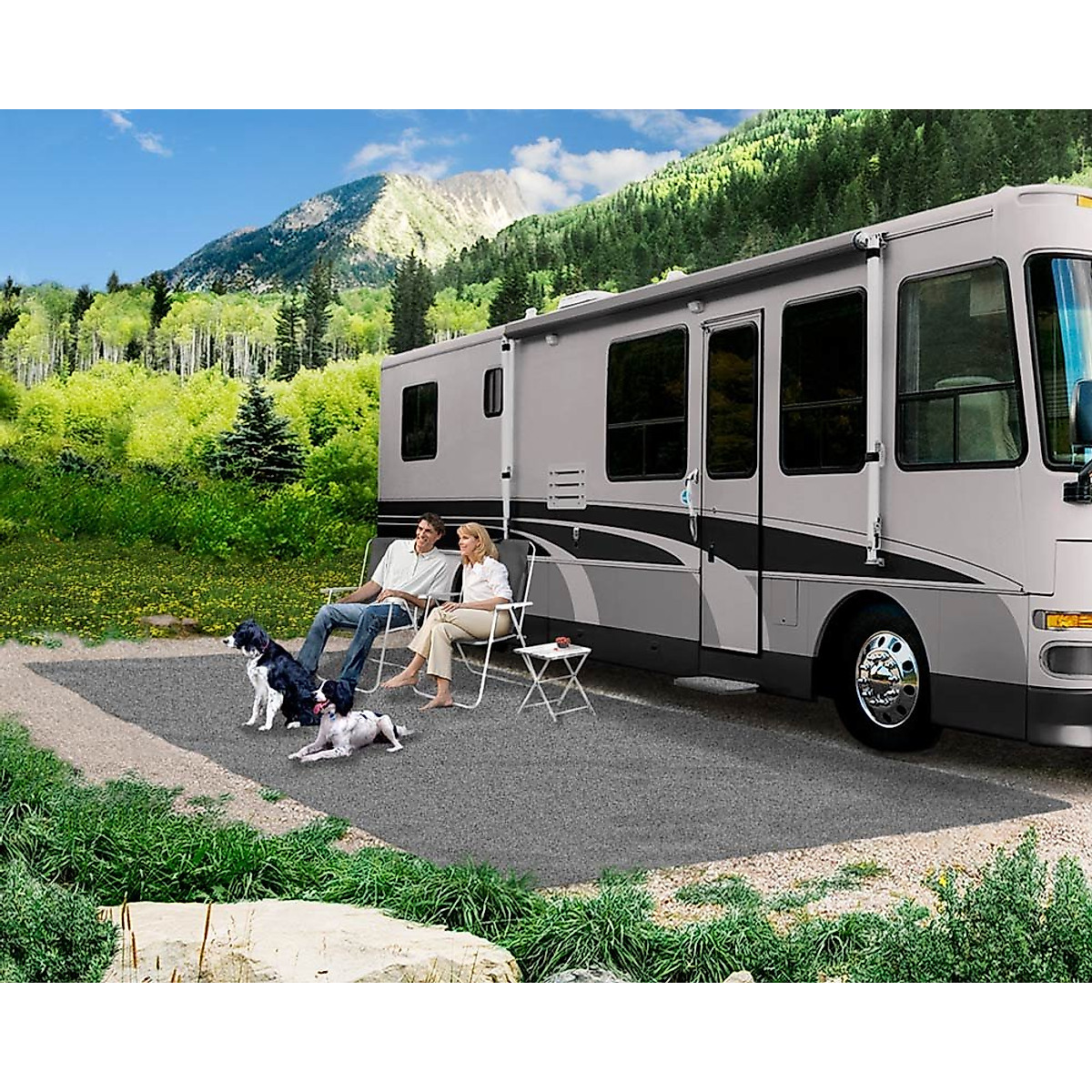 Prest-O-Fit Patio Rug Stone Gray 6 Ft. x 15 Ft Patio Rug Stakes - Pack of 6 Silver