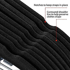Velvet Skirt Hangers 10 Packs Velvet Hangers with Clips Ultra Thin Non Slip Velvet Pants Hangers Space Saving Clothes Hanger (Black)