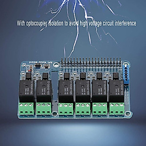 Relay Expansion Board, 6 Channel RPi Relay Module Expansion Board for Pi A+/B+/2B/3B, Optocoupler Module Relay