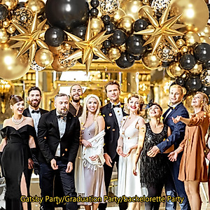 KARLURE Black and Gold Balloons Garland Arch Kit,137pcs Gold Black Balloons for Birthday Party Decorations Retirement Homecoming Graduation Christmas New Year Anniversary Decorations