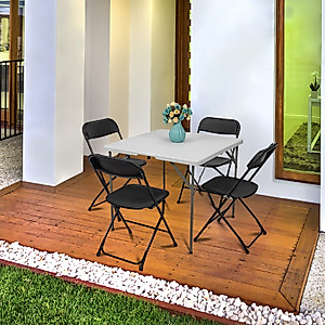 Imseigo 10 Pack Black Plastic Folding Chair, Indoor Outdoor Portable Stackable Commercial Seat with Steel Frame,350lb. Capacity for Events Office Wedding Party Picnic Kitchen Dining (10 Pack, Black)