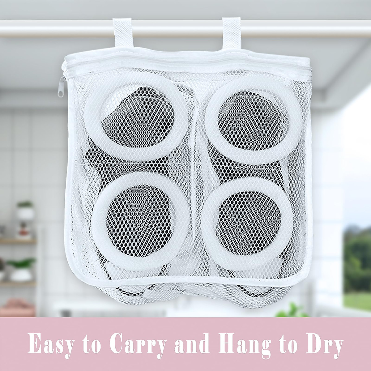 Yonchic 2-Piece Sneaker Washing Bag, Fabric Durable and Reusable Mesh Laundry Bags with Zipper, Travel Organization Bag (Large)