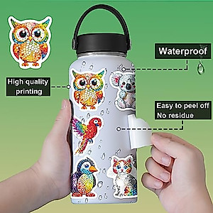 ViKiVi 100 Pcs Cute Animal Stickers, Diamond Art Animal Aesthetic Stickers for Kids Teens Adults, Waterproof Water Bottle Stickers Laptop Stickers, Cool Animal Sticker Pack