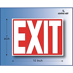 3 x Exit Sign Stickers, Exit Signs Designed as per NFPA Safety Standards (10 x 7 inches) Premium UV Protected, Strong Adhesive Vinyl Scratch, Fade Resistance and Spill Proof, Indoor and Outdoor