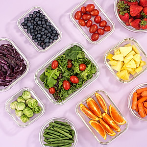 JoyFul by JoyJolt 24pc Borosilicate Glass Storage Containers with Lids. 12 Airtight, Freezer Safe Food Storage Containers, Pantry Kitchen Storage Containers, Glass Meal Prep Container for Lunch