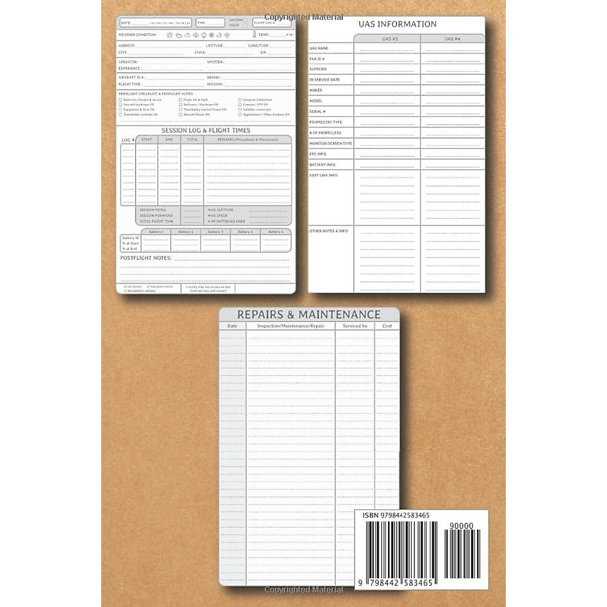 UAS Drone Flight Maintenance Log Book: Drone Flight Log Book, Repair Logbook, & Maintenance Log Book