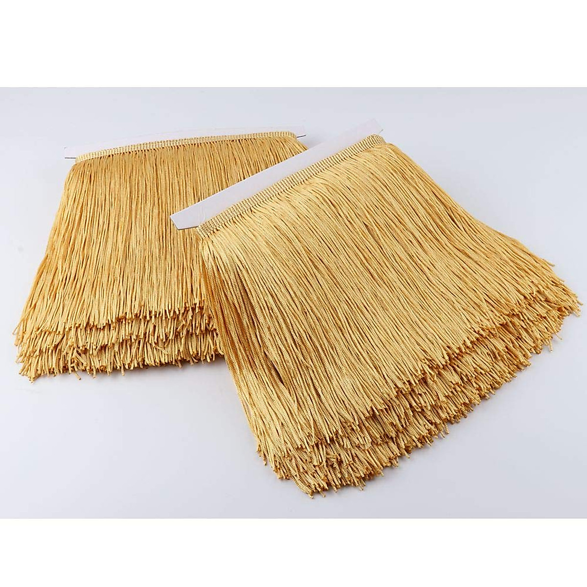 Heartwish268 Fringe Trim Lace Polyerter Fibre Tassel 8inch（″） Wide 10 Yards Long for Clothes Accessories and Latin Wedding Dress and DIY Lamp Shade Decoration Black (Black) (Gold)