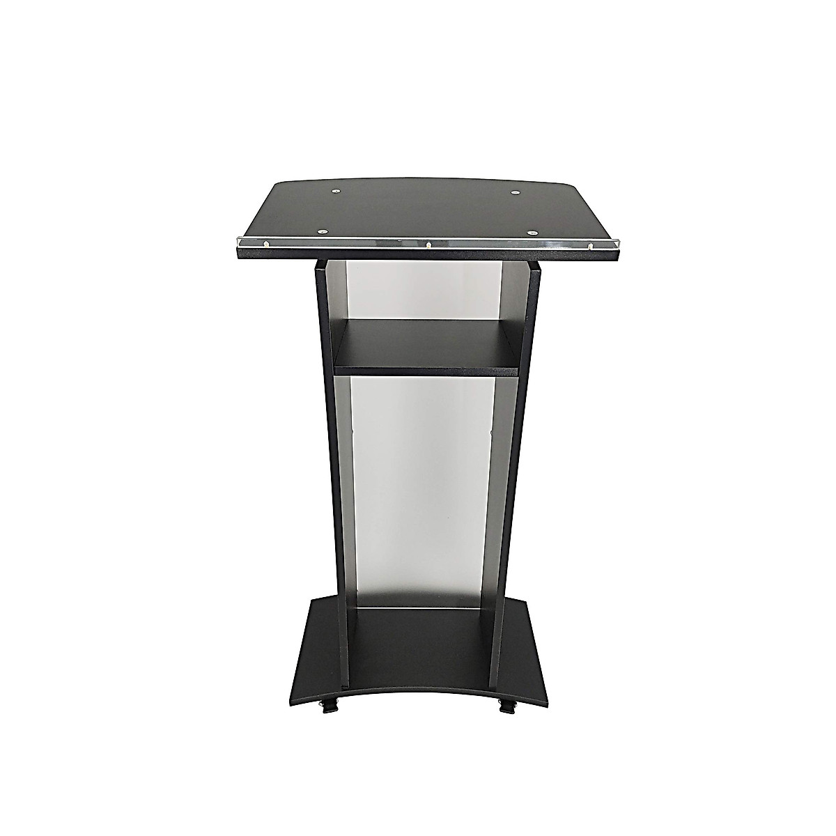 Acrylic Church Podium Pulpit Debate Conference Lectern Plexiglass Lucite Black Wood Shelf Cup Holder on Wheels 1803-5-BLACK-NPF