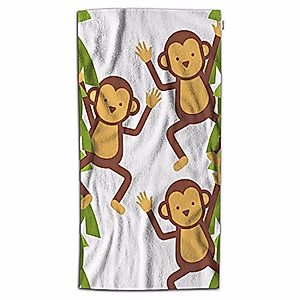Moslion Monkey Bath Towel 32x64 Inch Cute Animal Monkeys Banana Trees Zoo Towel Soft Microfiber Hand Beach Towel for Women Men Bathroom