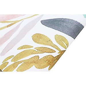 HAOKHOME 93027 Watercolor Forest Peel and Stick Wallpaper Removable White/Pink/Navy/Yellow Floral Vinyl Self Adhesive Shelf Liner 17.7in x 9.8ft