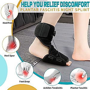 Plantar Fasciitis Night Splint with Rotating Knob System for Plantar Fasciitis Relief Plantar Fasciitis Socks Fascia Stretcher for Achilles Tendonitis Relief Plantar Fasciitis Brace Foot Drop