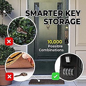 Lion Locks 1500 Key Storage Lockbox, Set-Your-Own Code Lock Portable Key Holder, Rust-Proof, Secure Outdoor Key Safe, Hide-a-Key Safe Box Lock Box, Airbnb, Construction (2-Pack/Black)