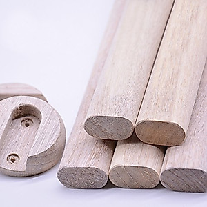 Btibpse Wooden Oval Closet Rod Polished Wood Wardrobe Closet Rod with End Supports (50 cm)