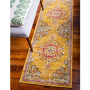 Unique Loom Penrose Collection Area Rug - Alexis (2' 2" x 6' 1" Runner, Gold/ Gray)