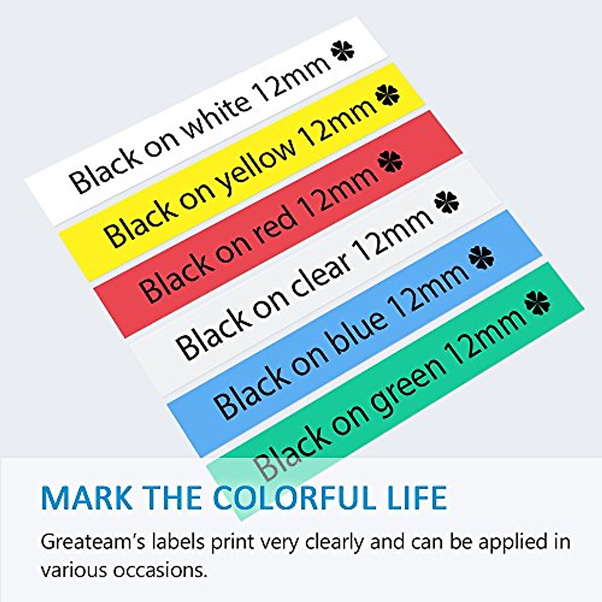 Greateam Compatible Label Tape 12mm Replacement for Brother TZe TZ Tape 12mm 0.47" P-Touch Label Tape TZe-231 TZe131 TZe431 TZe531 TZe631 TZe731 for Brother PT-D210 PTH110 PTD400 PT-D600 PTP300BT, 6PK