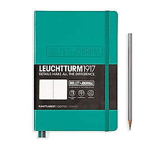 LEUCHTTURM1917 - Official Bullet Journal - Medium A5 - Hardcover Dotted Notebook (Emerald) - 240 Numbered Pages