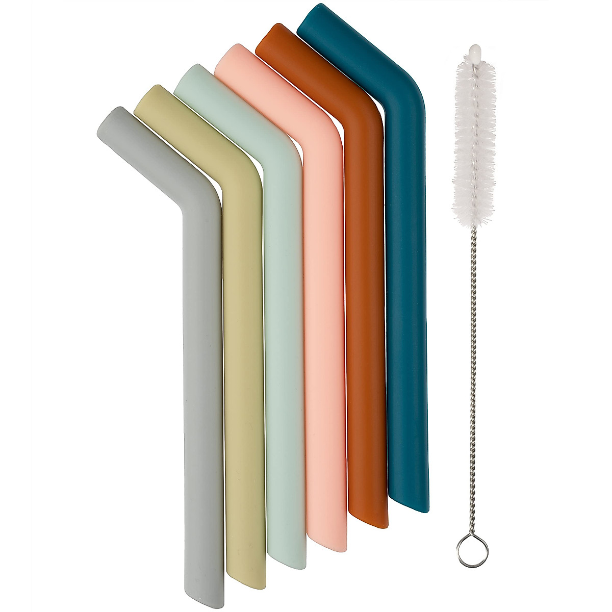 Simka Rose Silicone Straws - Reusable, Short, Bendy Kids Straws - BPA Free,Baby & Toddler Straw Set with Cleaning Brush - 5-inch, Multicolor