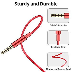 3.5mm Earphone for Samsung A13 Earbuds Headphones Hi-Res Audio Earphones Noise Isolation Deep Bass Stereo Sound Headset with Mic Volume Control for Moto G Pure,One 5G Ace,Galaxy S10+,Pixel 5a Red