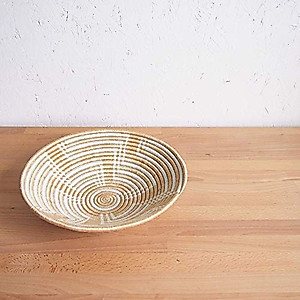 African Basket- Luhano/Rwanda Basket/Woven Bowl/Sisal & Sweetgrass Basket/Tan, White