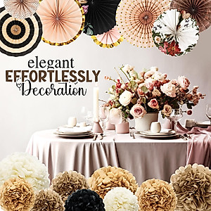 Vertintong Hanging Paper Fans Wedding Decorations Boho Party Hanging Retro Victorian Decor with Small Paper Lanterns Honeycomb Birthday Bridal Decor