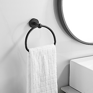 Leyden Matte Black Toilet Paper Holder and Hand Towel Holder, 2 Pieces Bathroom Hardware Accessories Set, SUS304 Stainless Steel Sturdy Wall Mount Toilet Paper Roll Holder and Towel Rack